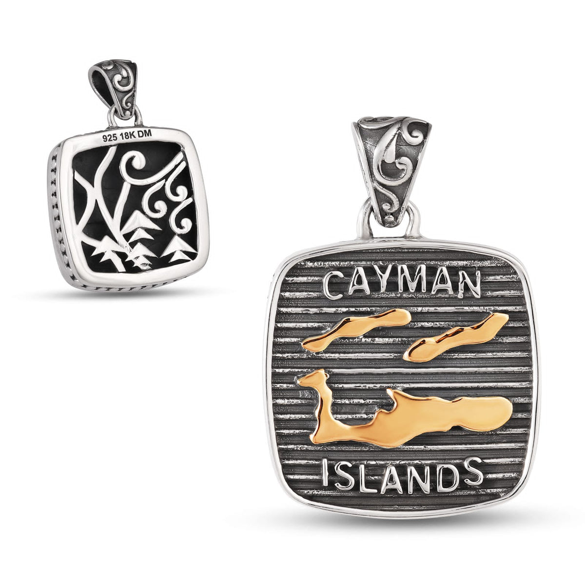 Cayman Map Pendant Handcrafted in 18kt Gold and Sterling Silver — KY ...