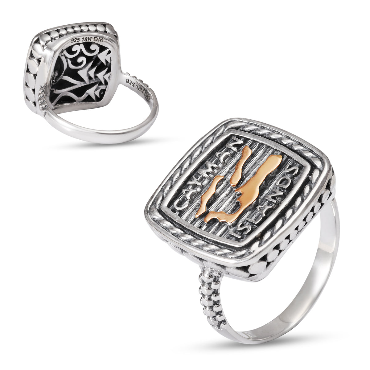 Cayman Map Ring Handcrafted in 18kt Gold and Sterling Silver — KY ...