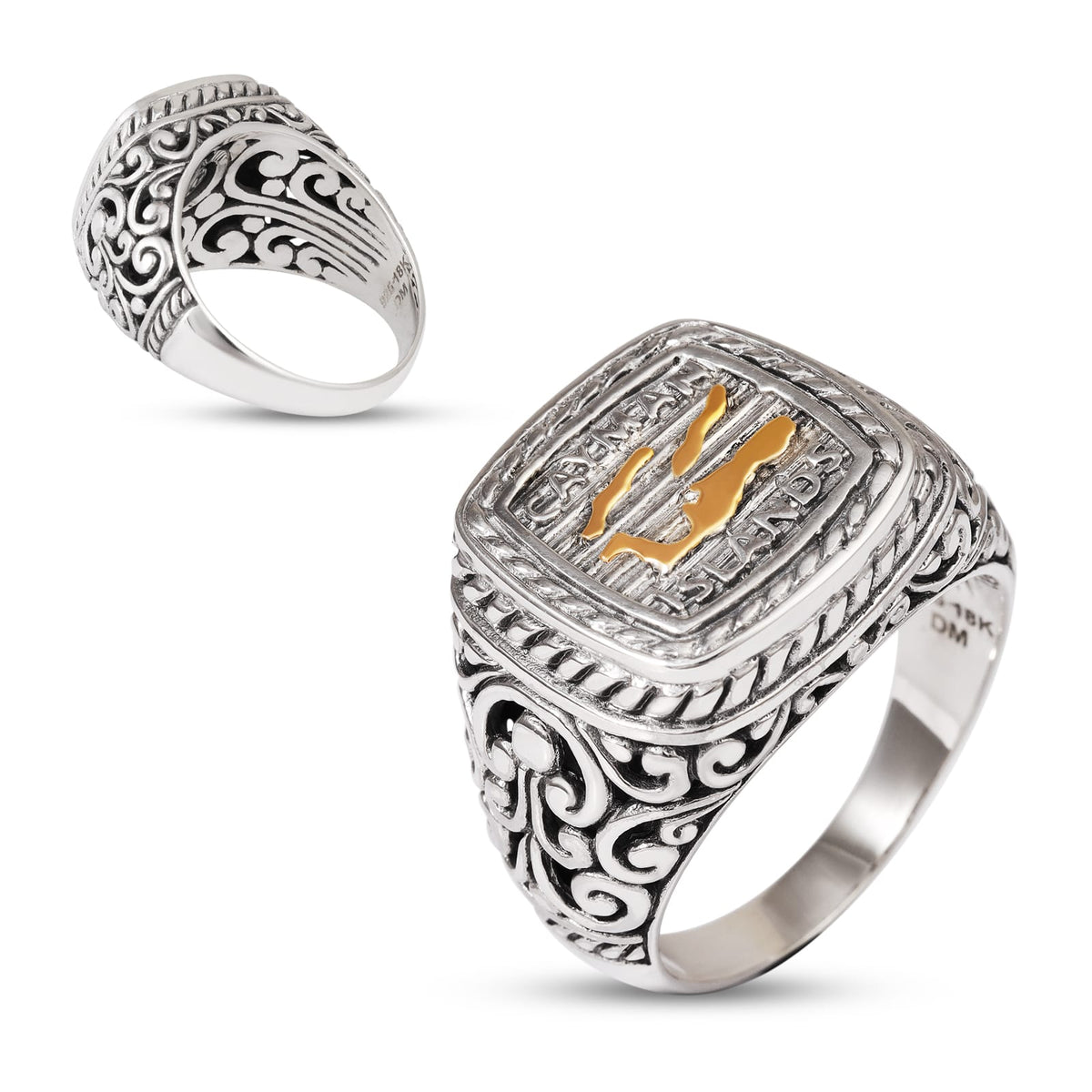 Cayman Map Ring Handcrafted in 18kt Gold and Sterling Silver — KY ...