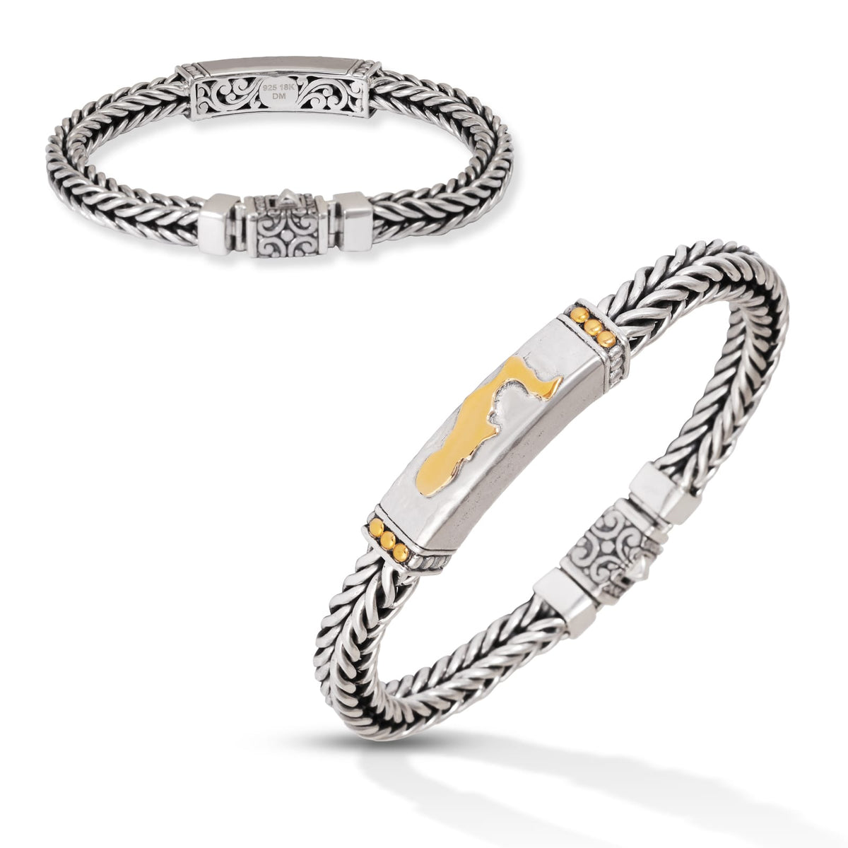 Cayman Map Bracelet Handcrafted in 18kt Gold and Sterling Silver — KY ...