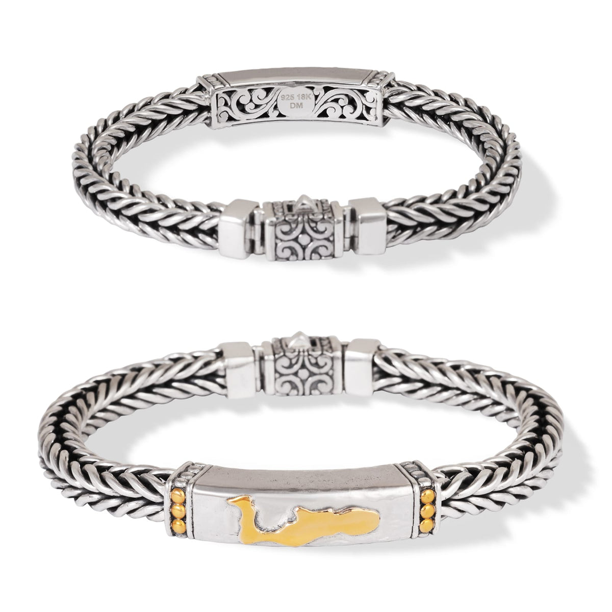 Cayman Map Bracelet Handcrafted in 18kt Gold and Sterling Silver — KY ...