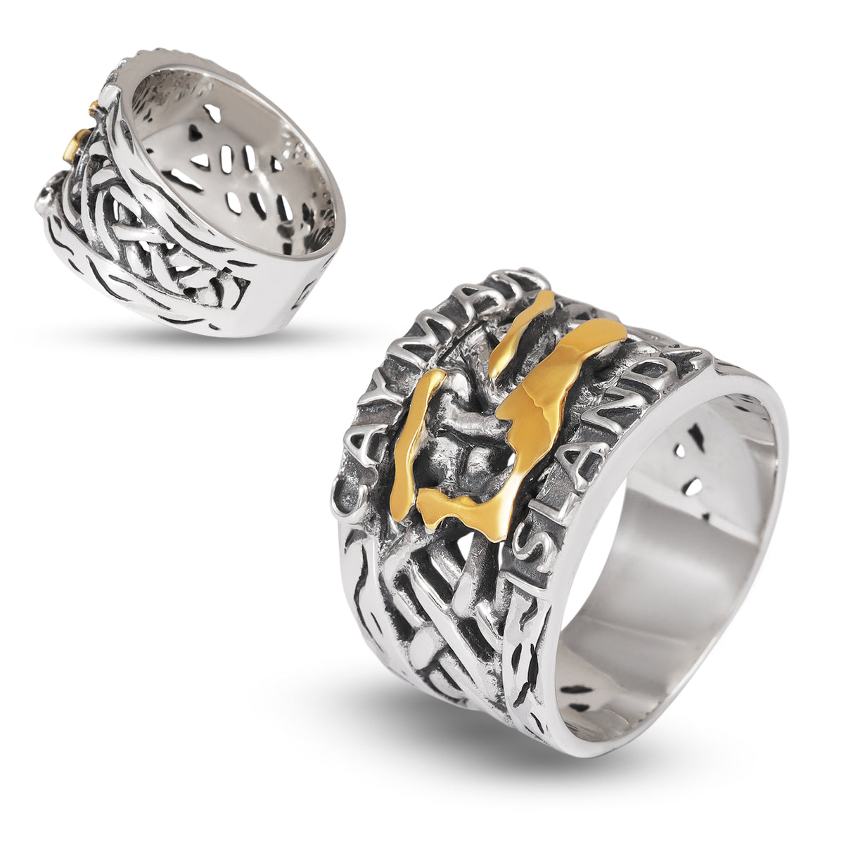 Cayman Map Ring Handcrafted in 18kt Gold and Sterling Silver — KY ...