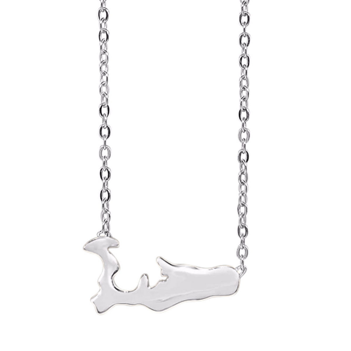 Cayman Map Medium Silver Necklace — KY.DiamondMarquise.com